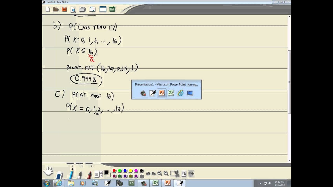 Excel 2010: Binomial Distribution - Finding Probabilities