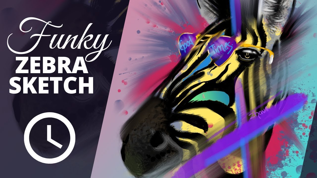 Funky Zebra Speedpaint! (PROCESS AND TUTORIAL)