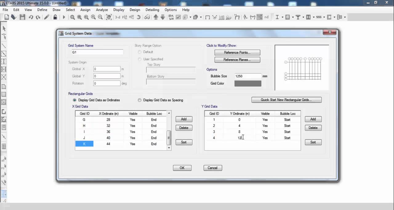 ETABS-Define Grid and Story Data