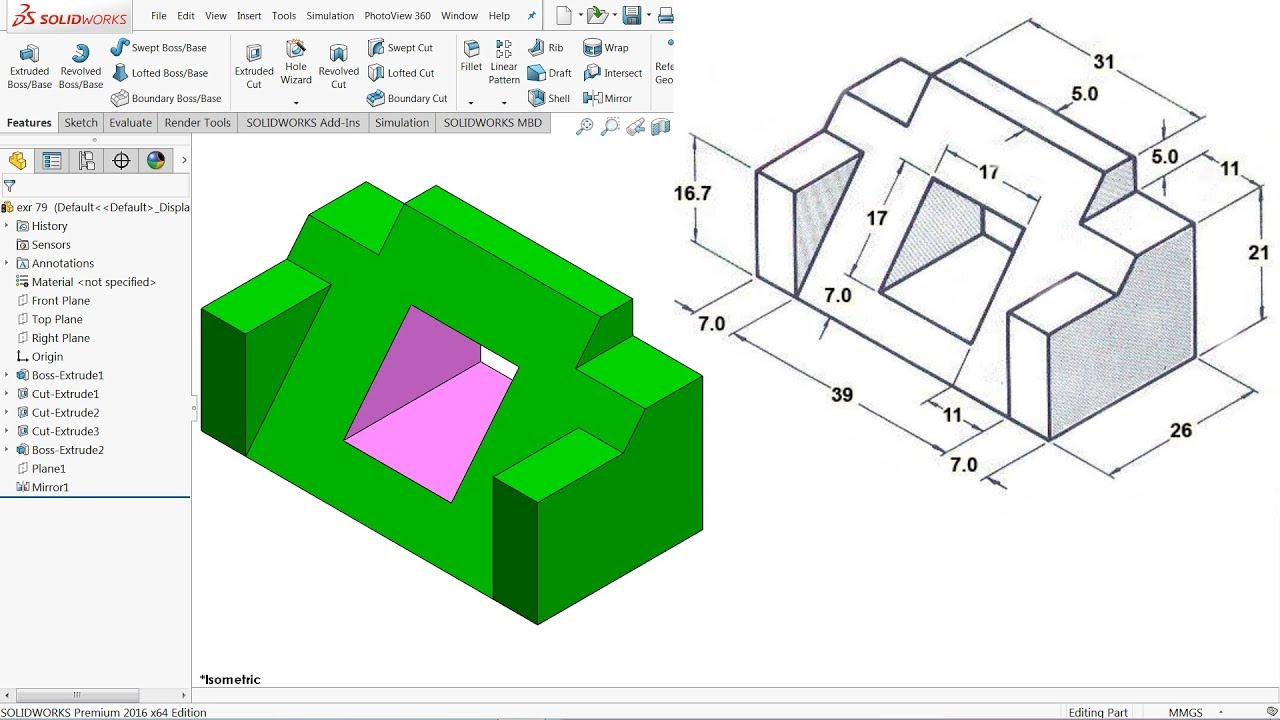 SolidWorks Tutorial for beginners Exercise 79