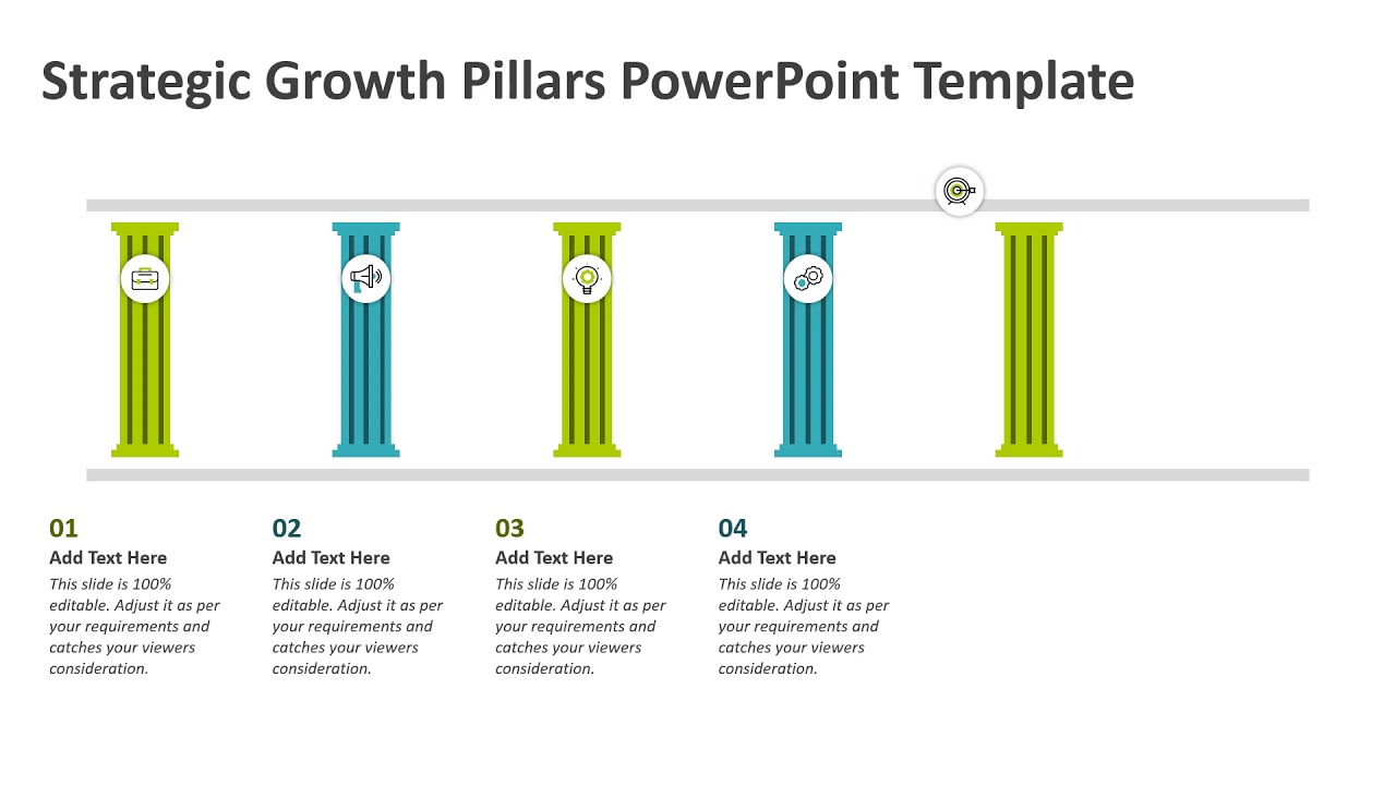 Strategic Growth Pillars PowerPoint Template | Pillars Slides | Kridha Graphics