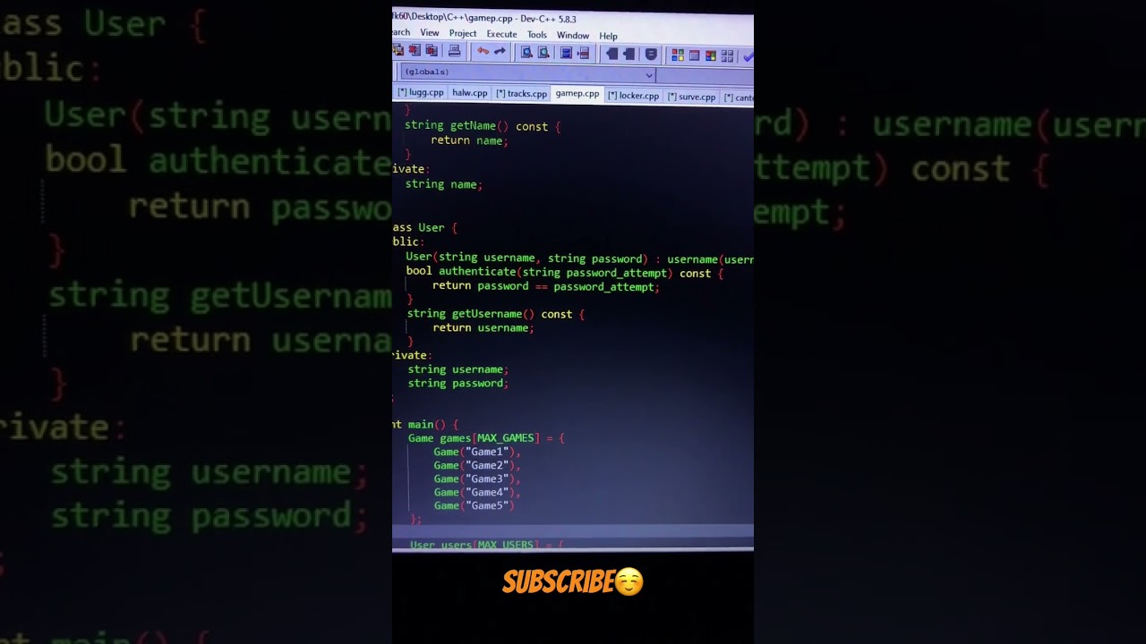 user and pass IDE dev c++ #cppprogramming