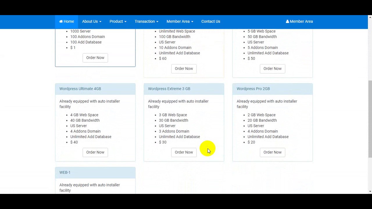 Simple Hosting Billing System