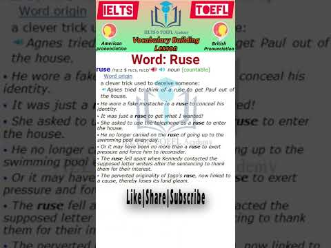 Ruse meaning and example + American and British Pronunciations (IELTS & TOEFL Academy)