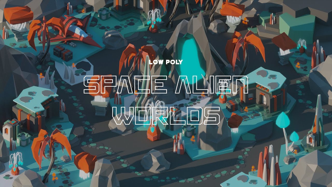 Low Poly Space Alien Worlds — Asset Overview | Cinema 4D | ArtStation 3D Model