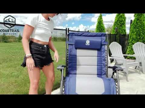 Outdoor Padded Adjustable Zero Gravity Folding Reclining Lounge Chair with Pillow Pack