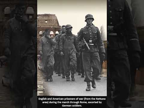 English and American prisoners of war from the Nettuno area during the march through Rome,