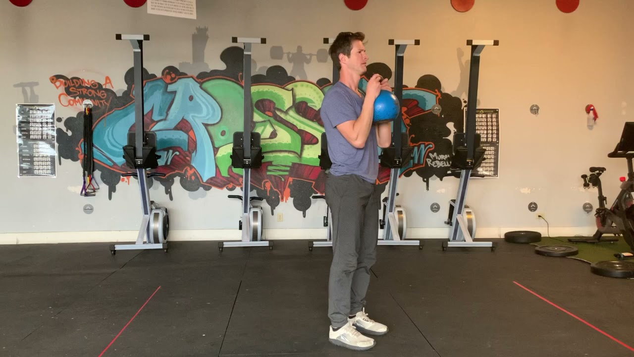 KB squat drop catch (quarter depth)