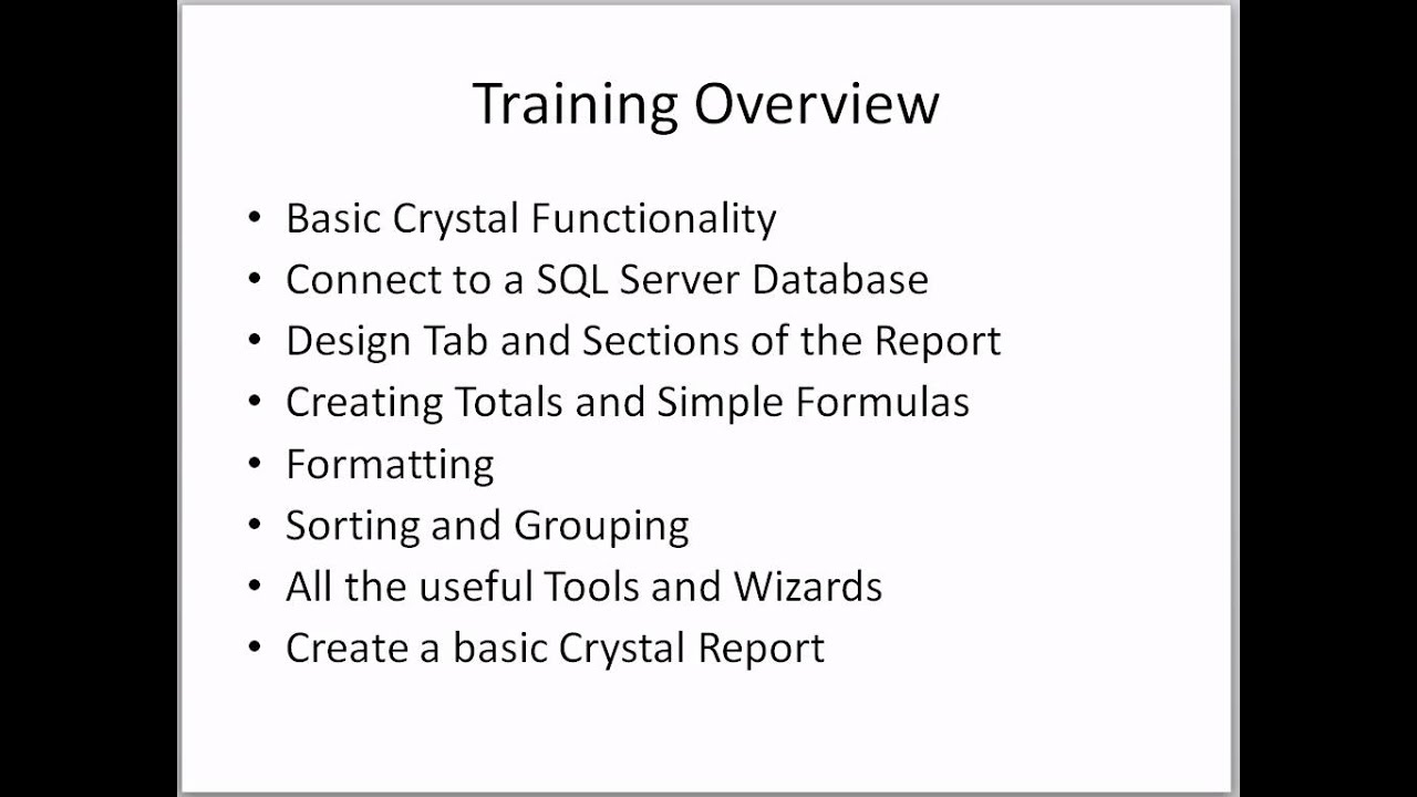 Crystal Reports Training Overview
