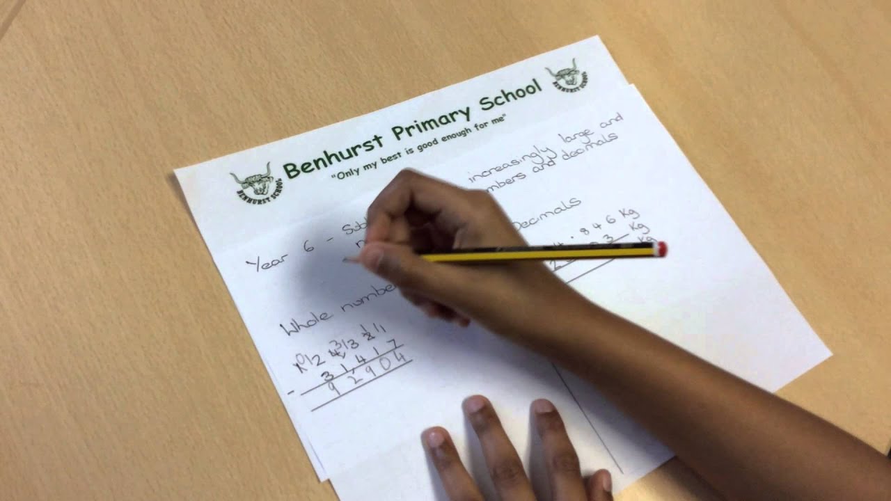 Benhurst Primary School Year 6 Subtraction Methods