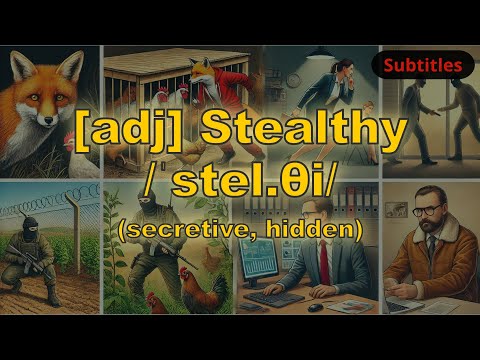 [adj] Stealthy meaning (secretive, hidden) with 5 examples