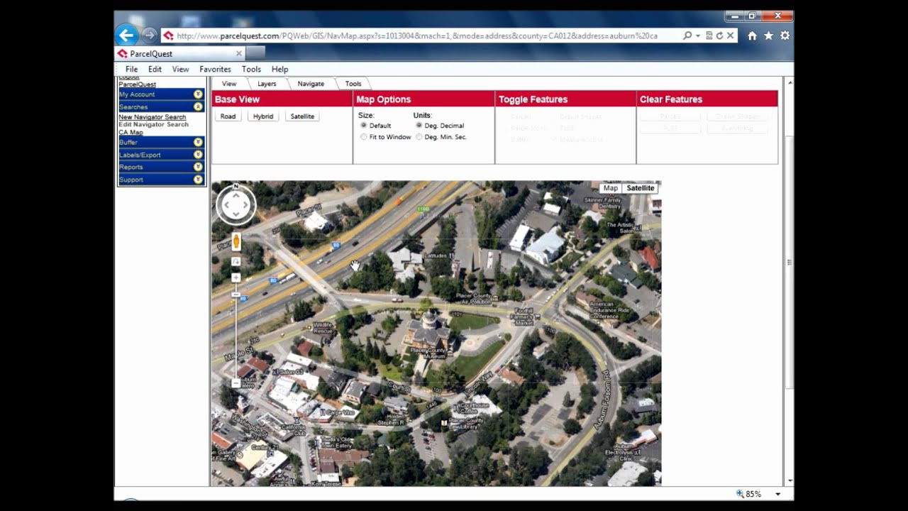 ParcelQuest Navigator Map View Options