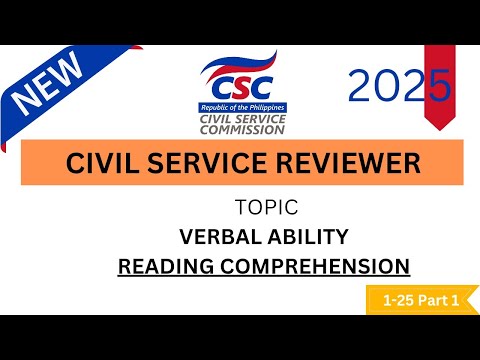 Civil Service Exam Reviewer 2025 Topic VERBAL ABILITY Reading Comprehension Part 1