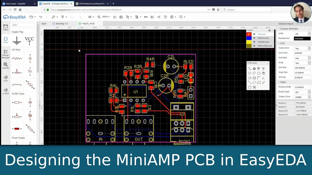 Designing the MiniAMP PCB in EasyEDA