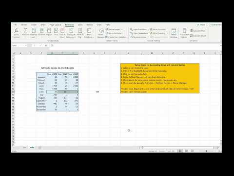 How to Create Variable Names for Rows and Columns in an Excel Spreadsheet Shortcut
