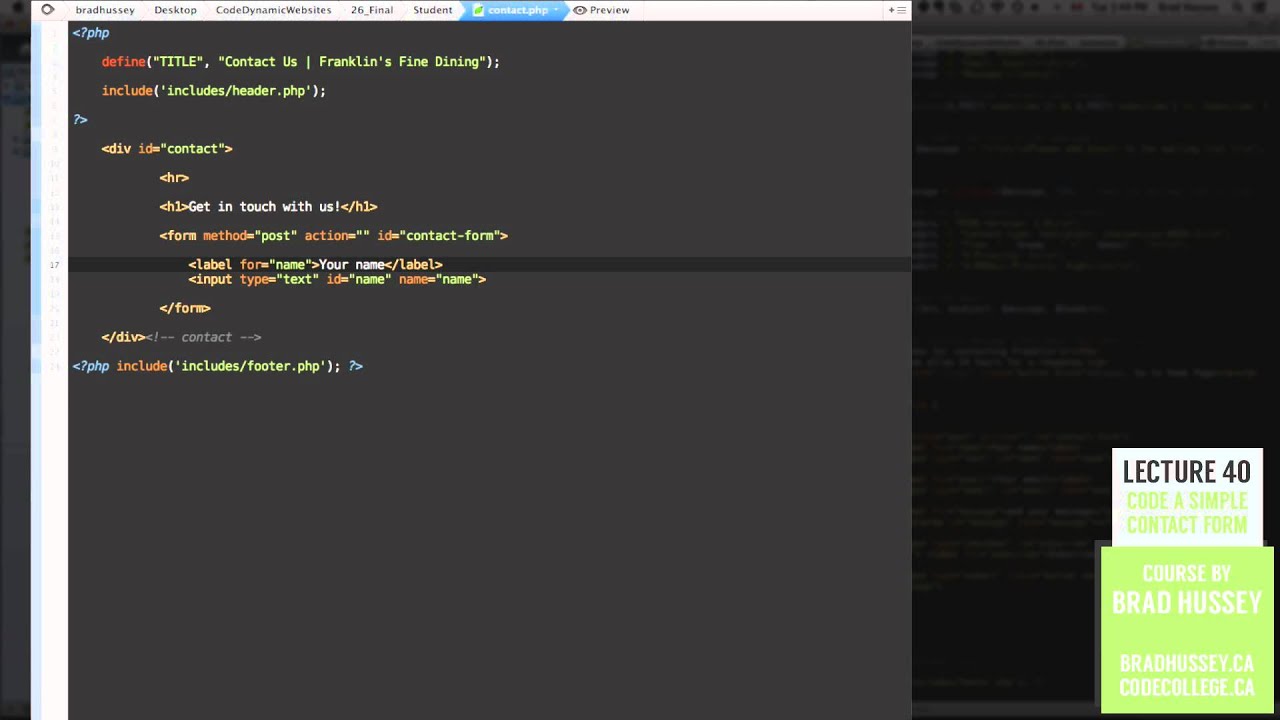 Contact Form [#40] Code Dynamic Websites with PHP