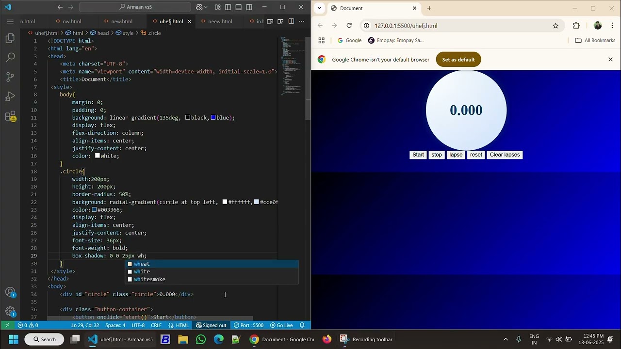 JavaScript Stopwatch Tutorial – HTML, CSS & JS Full Project