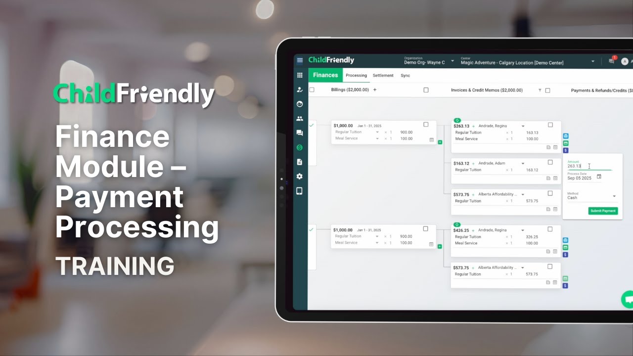 How to Process Payments in ChildFriendly Pro | Finance Module Training