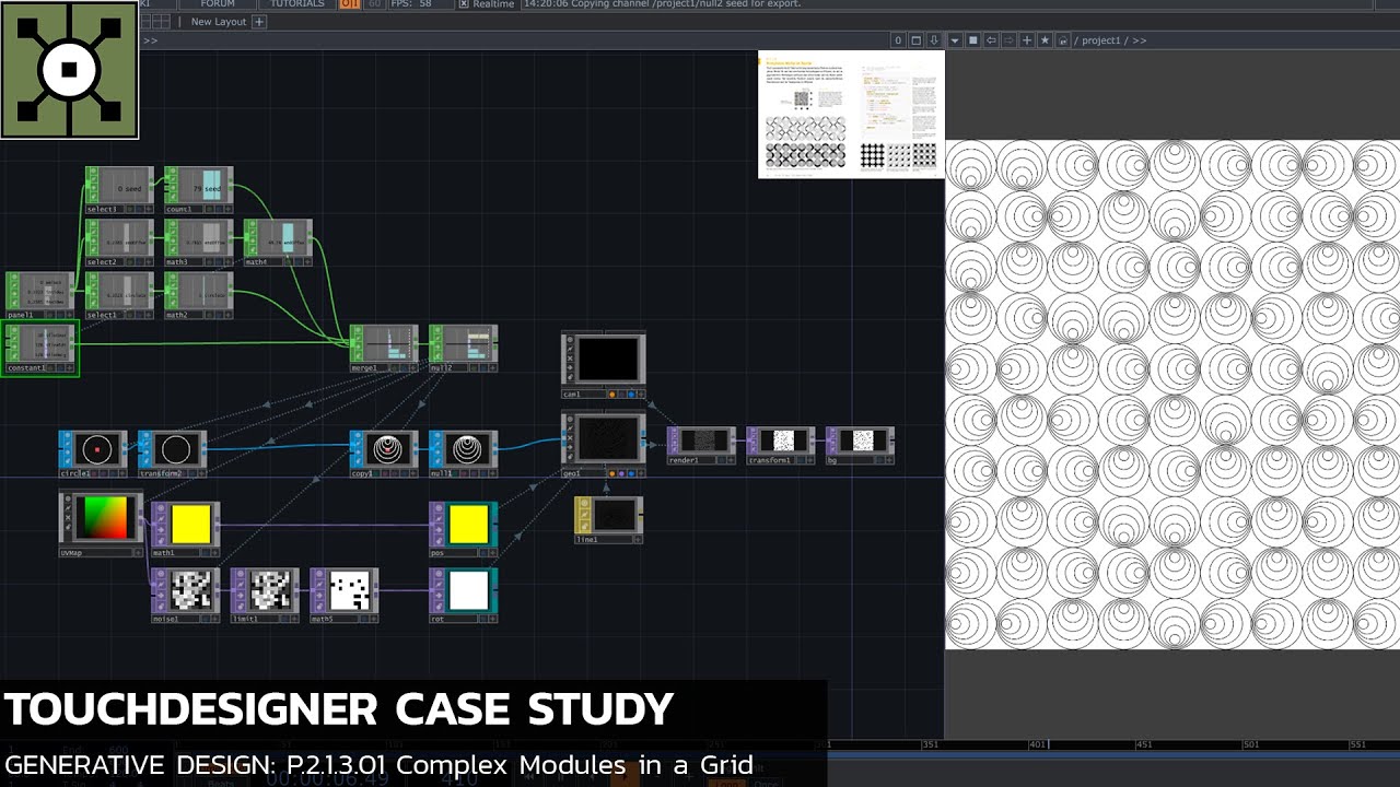 TouchDesigner Tutorial 39 - Case Study [Generative Design: P.2.1.3 Complex Modules in a Grid]