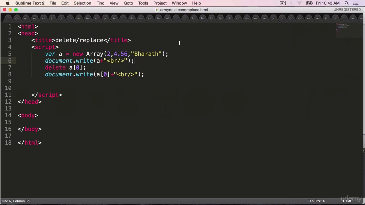 JavaScript Arrays delete and replace functions