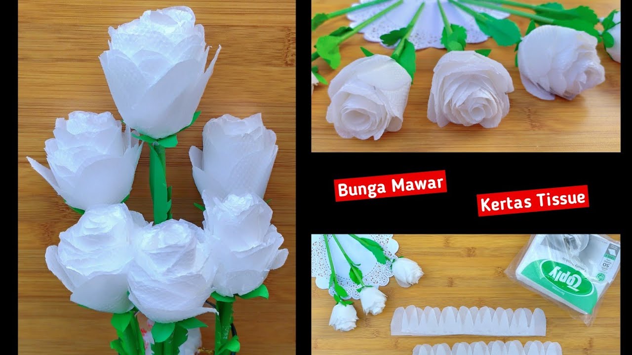Membuat Bunga dari Kertas Tisu || Bunga Mawar Cantik Mudah dari Tisu Makan || SBDP Kelas 2 Tema 6