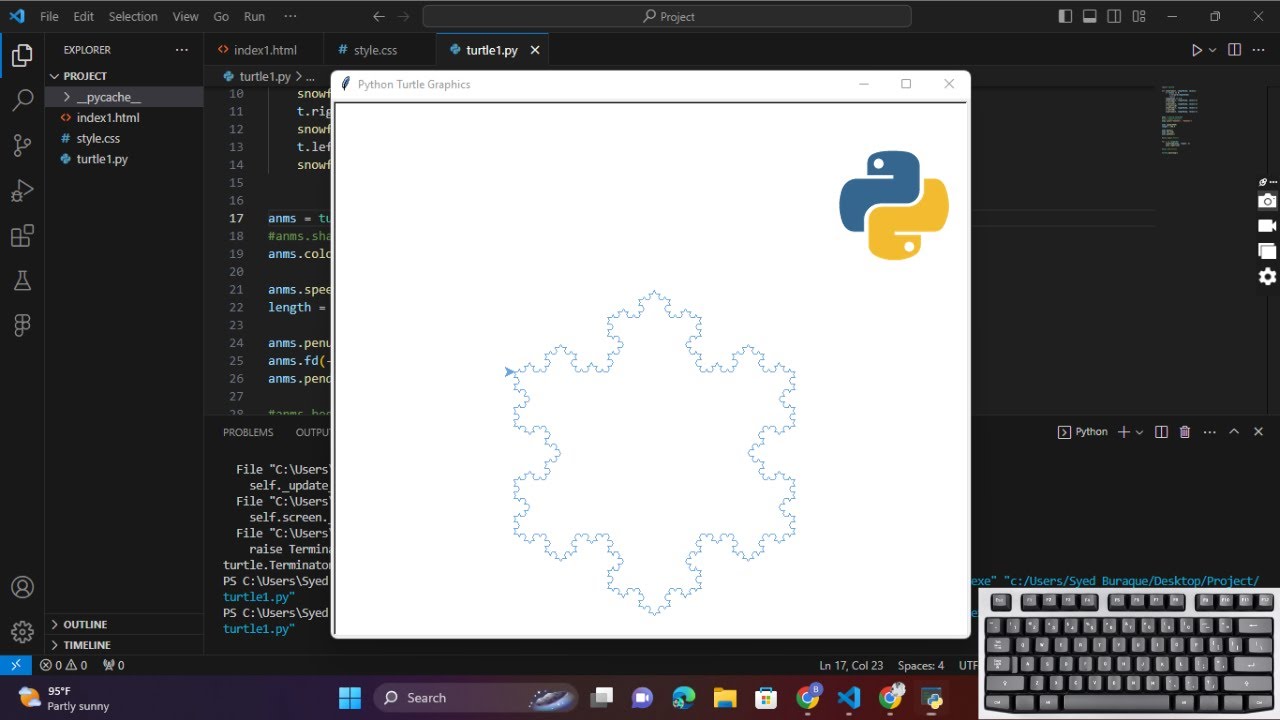 ASMR Programming - Colorful Snowflake using Python - No Talking