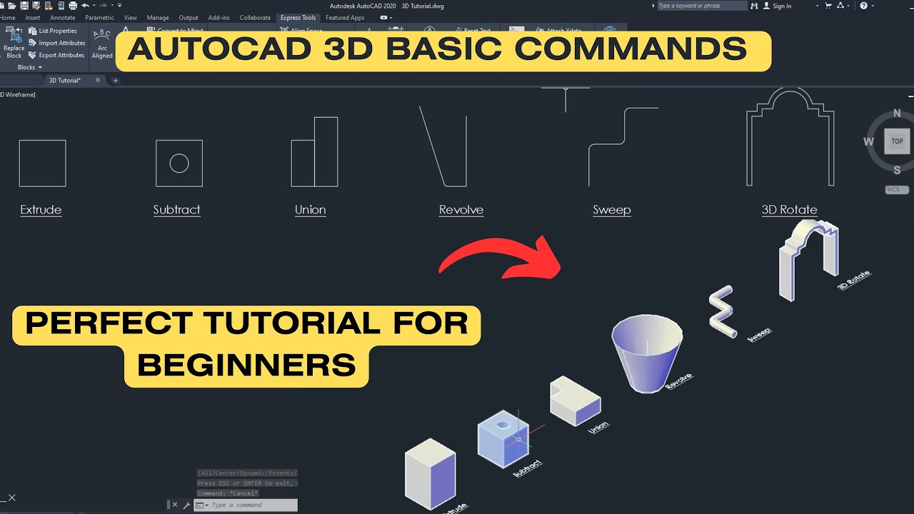 AutoCAD 3D Basic Commands For Beginners | How To Use AutoCAD 3D For Beginners