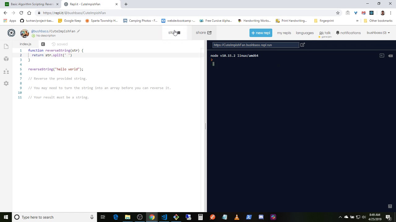 Basic Algorithm Scripting Reverse a String Solution - freeCodeCamp
