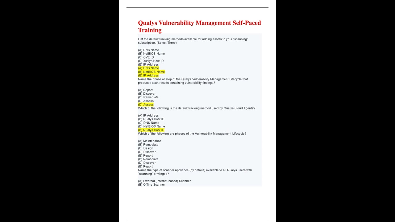 Qualys Vulnerability Management Self Paced Training