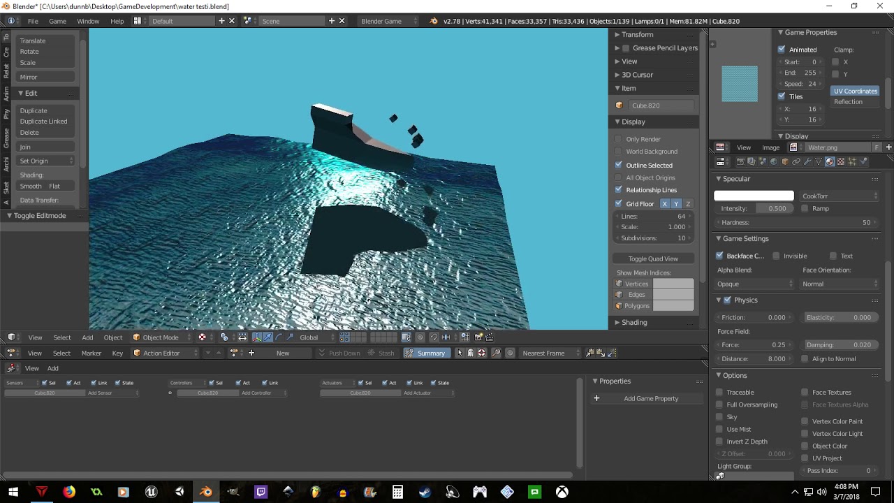 Blender Game Engine - Logic Based random waves for ocean physics and simulation