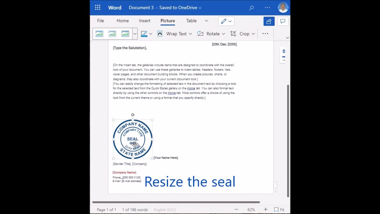 How to Stamp digital company seal on WORD document?