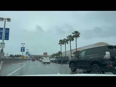 John Wayne airport on a heavy rainy day