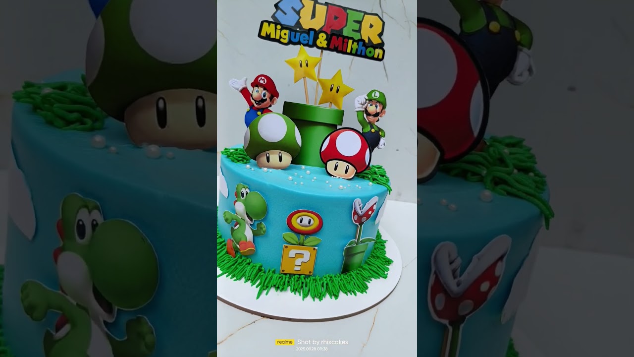 SUPER MARIO Theme Cake | soft icing | printed toppers #supermariobros #retrogaming #supermario