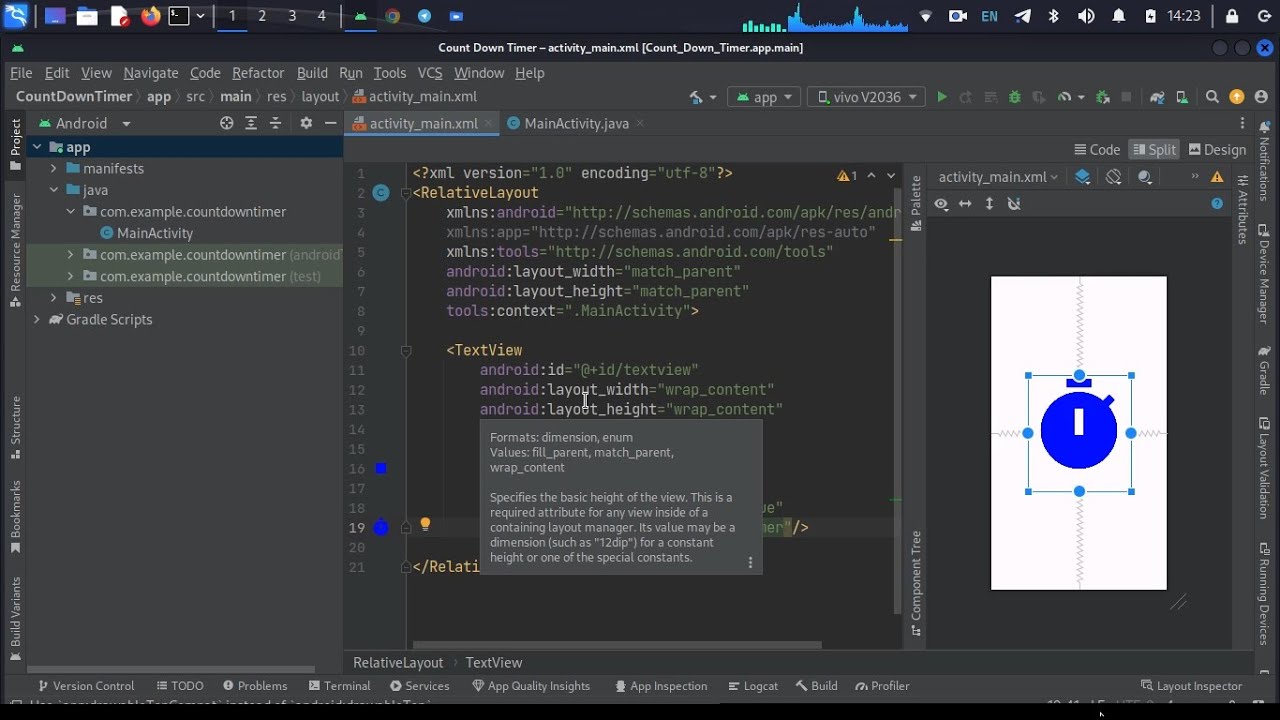Count Down Timer in Android Studio with Java