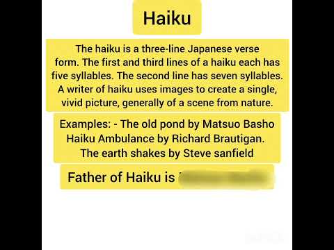 What is Haiku? How syllable is used in Haiku? Who is the father of Haiku? Spsc SS English interview