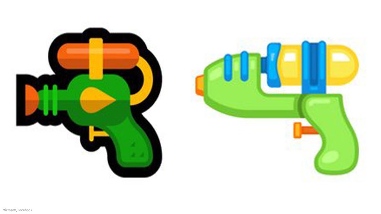 Facebook, Microsoft and Google ditch handgun emoji for water gun