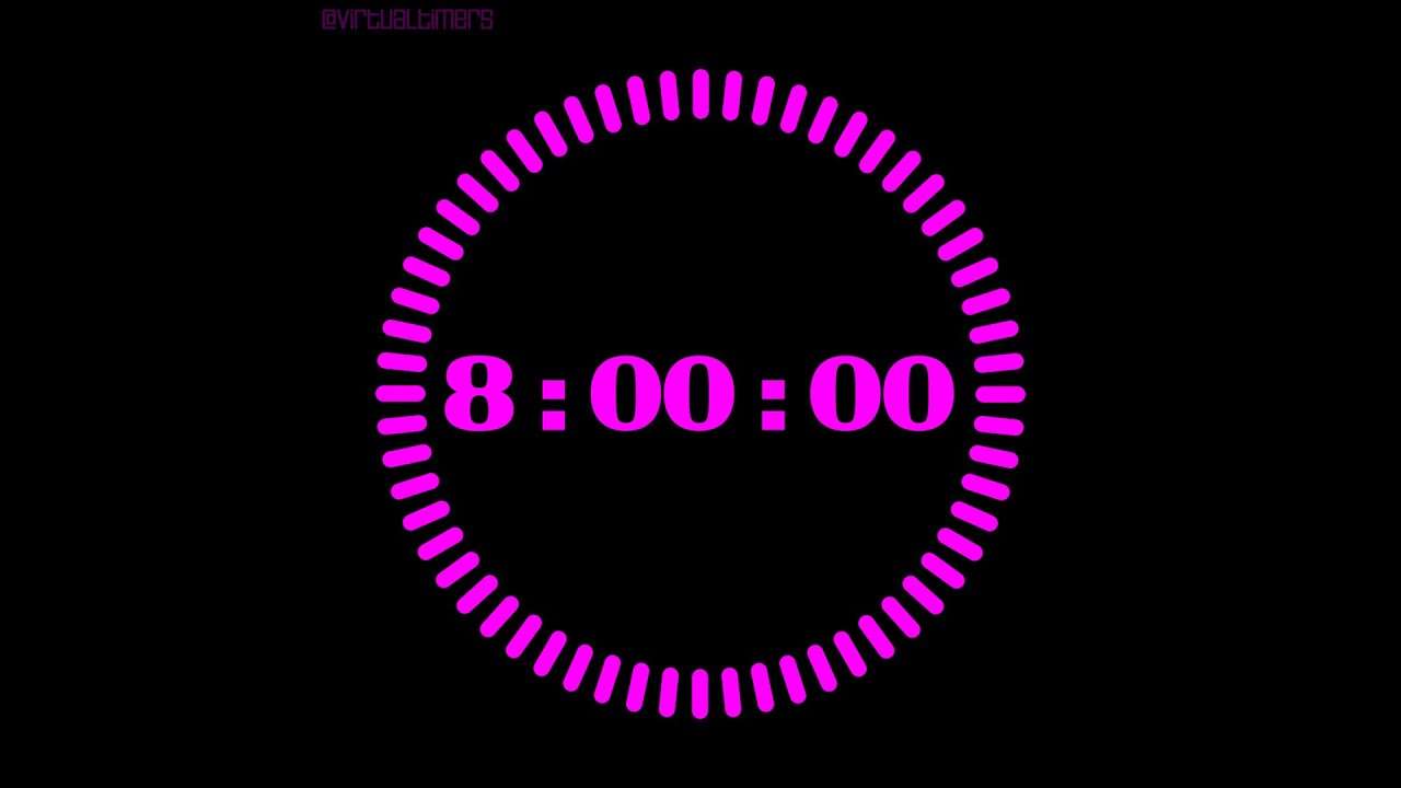 8 Hour Countdown Timer with Alarm and Progress Visualizer - Radial Pink