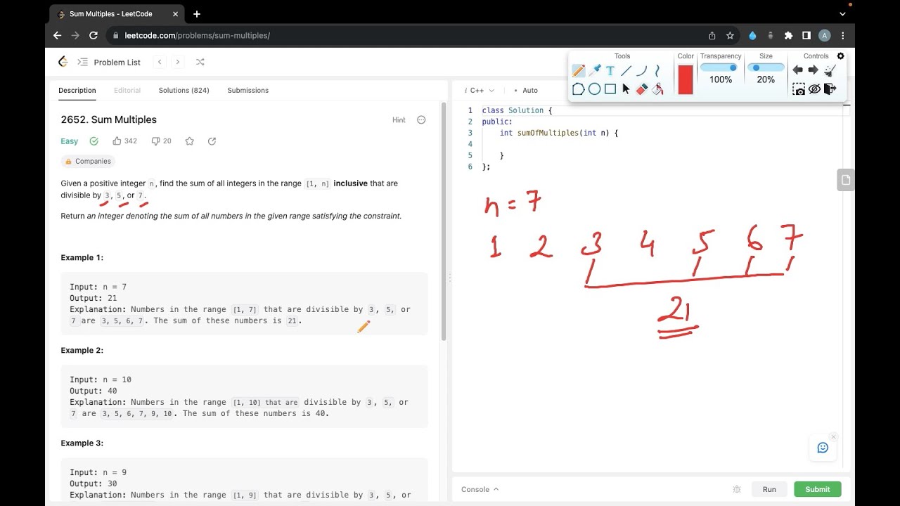 Sum Multiples | LeetCode 2652 | Cpp