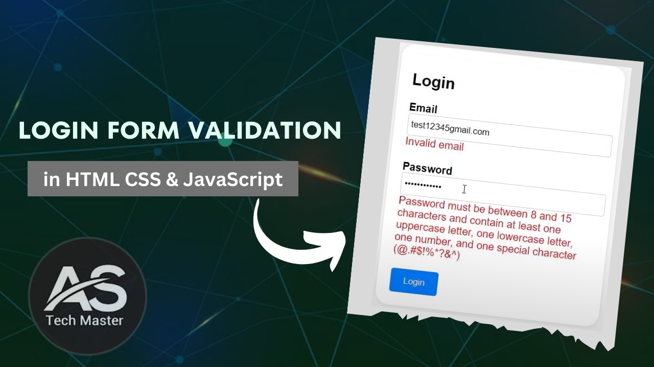 Login Form Validation using HTML CSS & JavaScript #astechmaster
