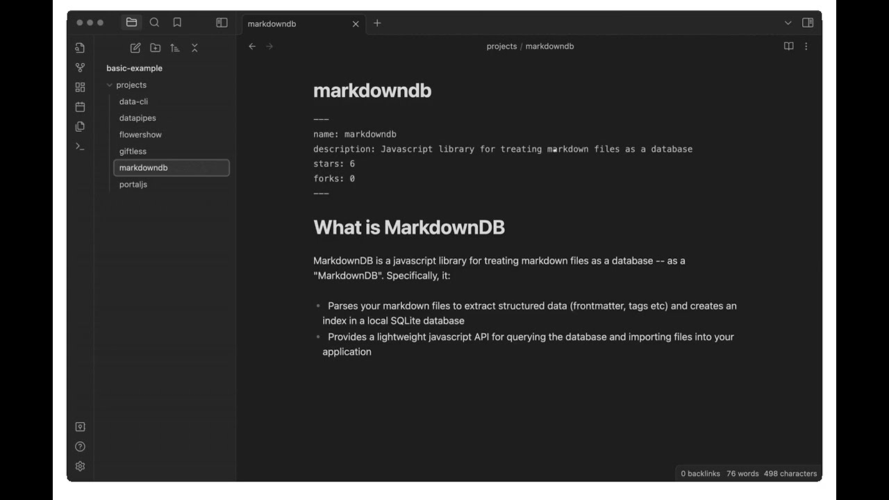 MarkdownDB - Basic Tutorial