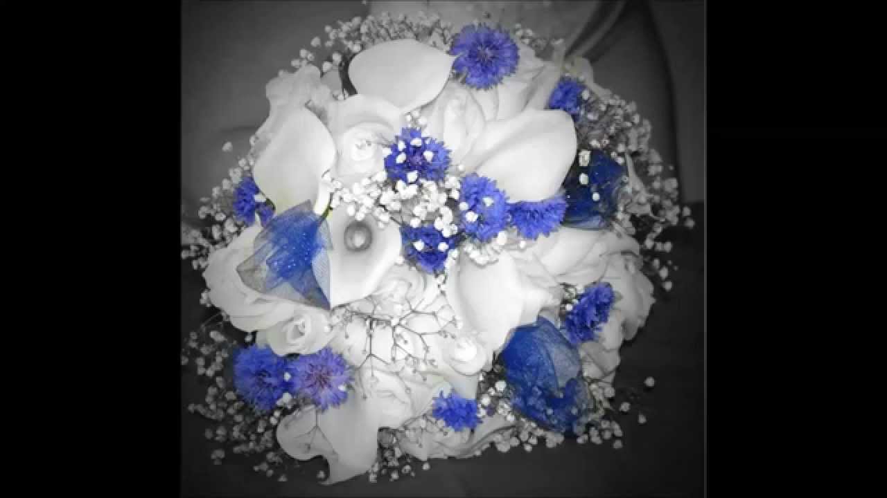 Wedding Bouquet with White Calla Lily and Blue Cornflower