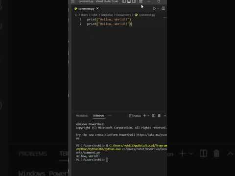 Python Comments | Python Tutorial | Comment In Python #shorts