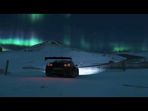 Sports car Nissan GTR parked under the aesthetic night .Live Wallpaper For PC GTR.