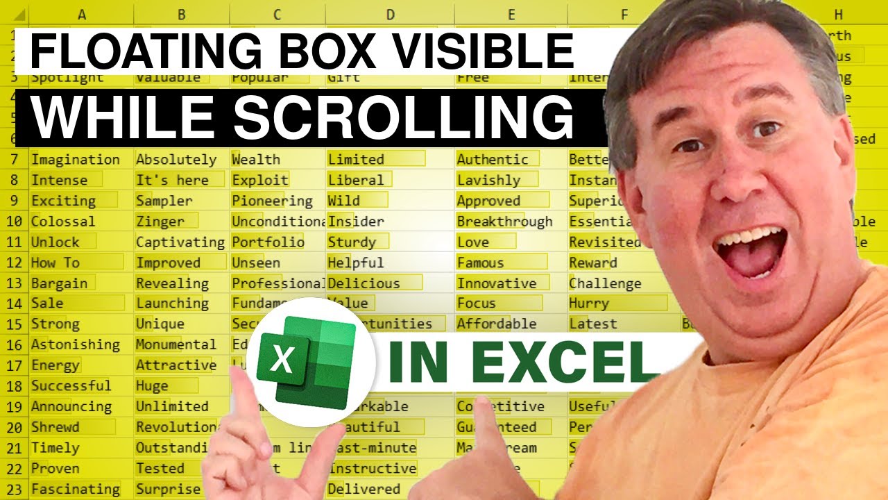 Learn Excel From Mrexcel Floating Box Visible While Scrolling Podcast 1660 Mrexcel 1491