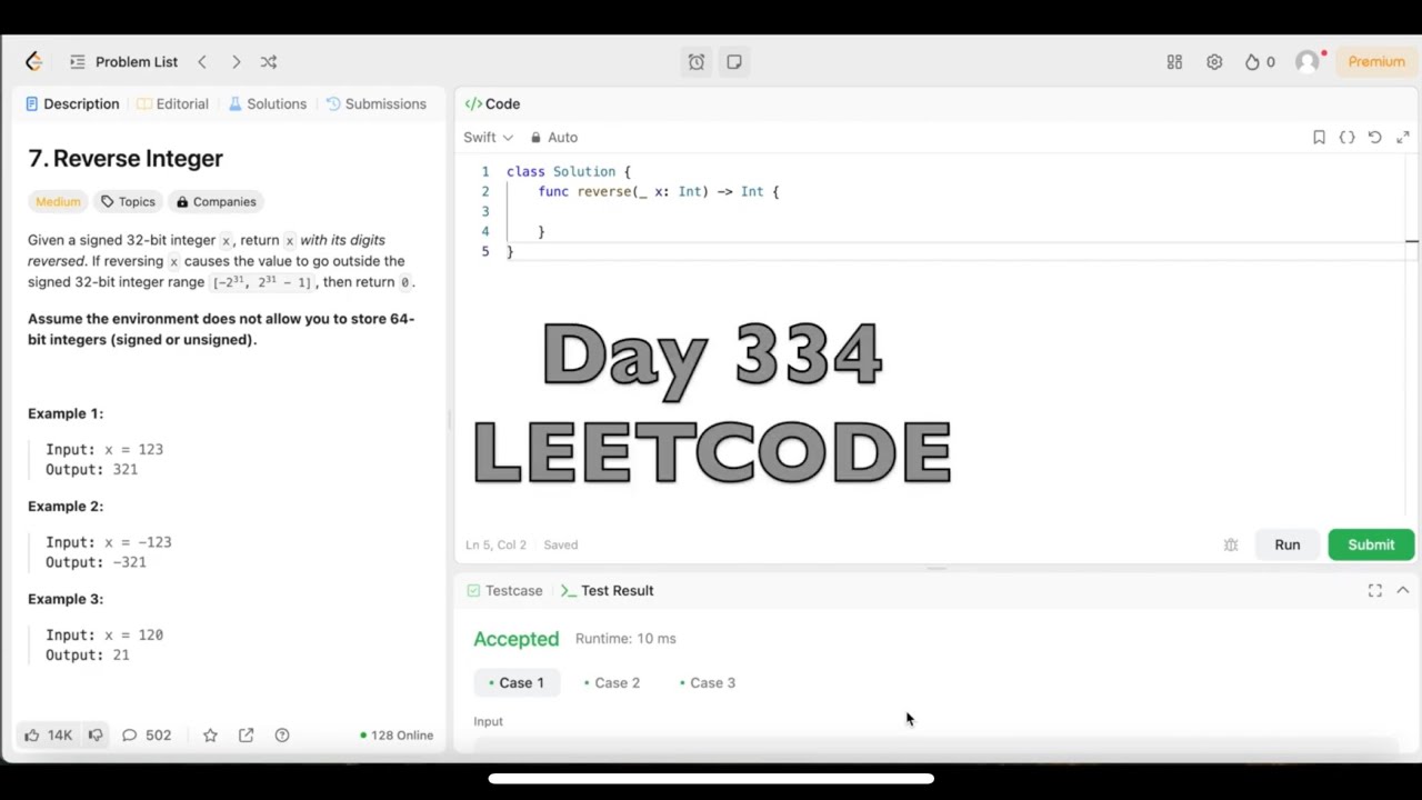 Day 334: LeetCode Problem 7. Reverse Integer - Swift
