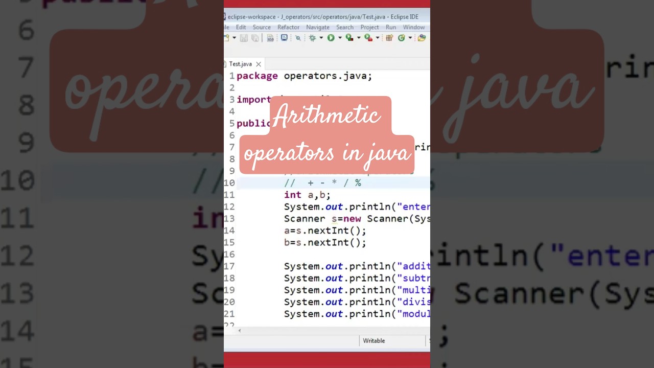 arithmetic operators in java