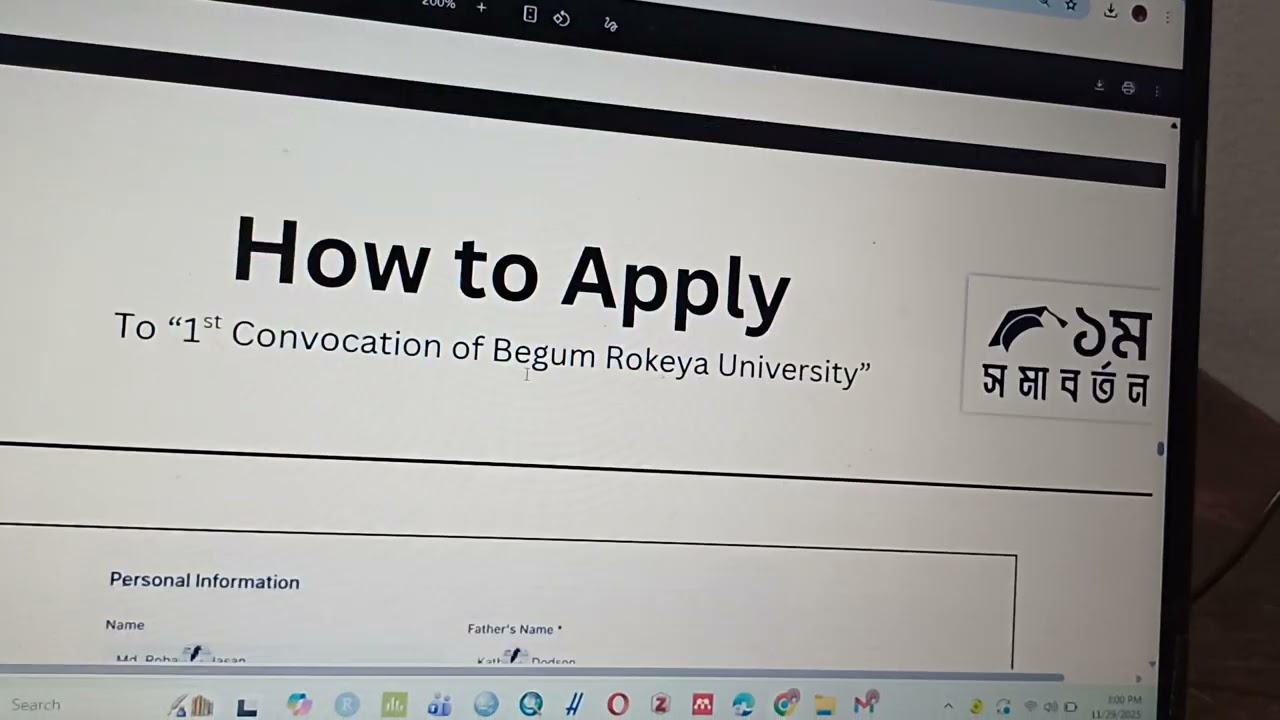 BRUR Convocation Registration Process 