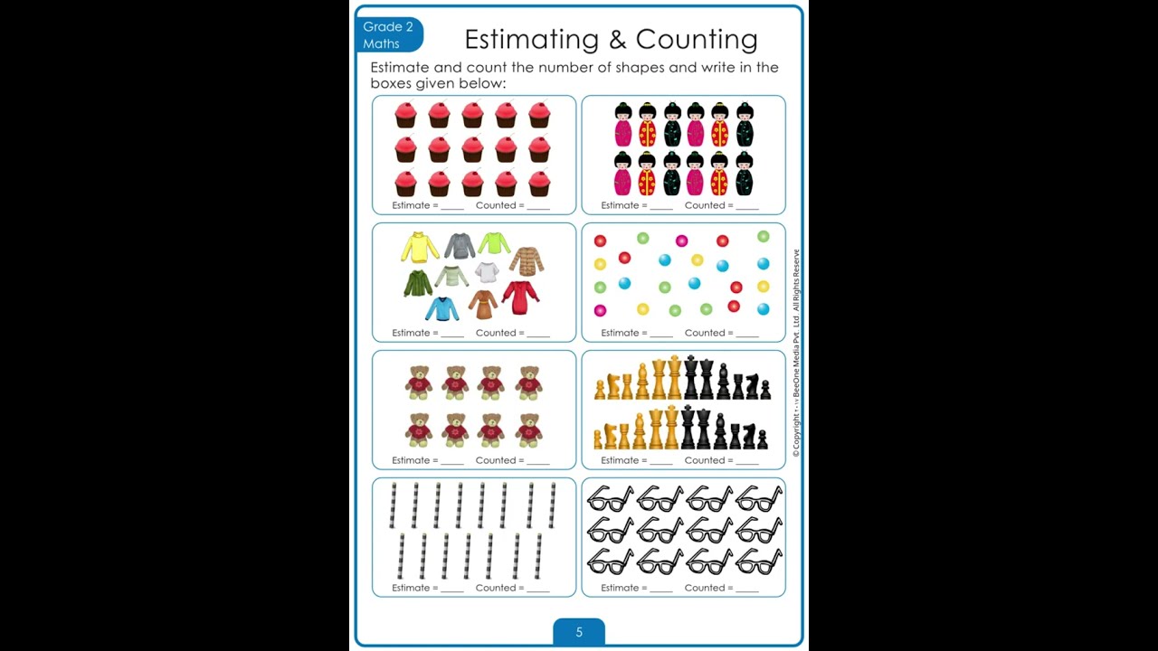 Estimating & Counting Worksheets for Grade 2 | International Curriculum | PYP | IB | Common Core