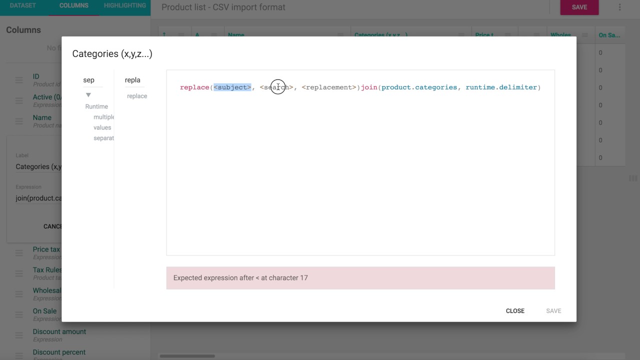 Datakick - expression editor