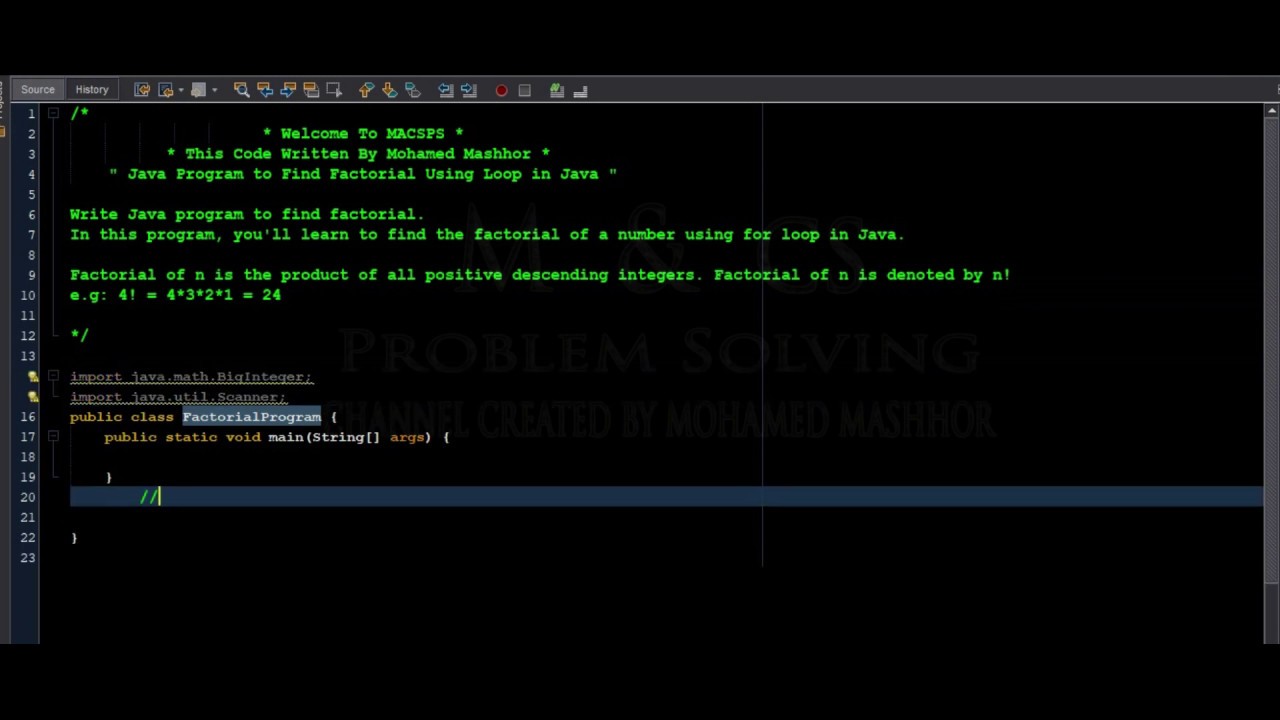 Java Program to Find Factorial Using Loop